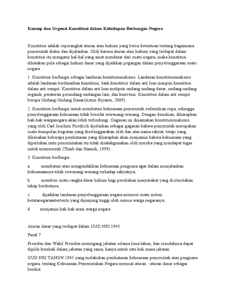 Konsep Dan Urgensi Konstitusi Dalam Kehidupan Berbangsa | PDF