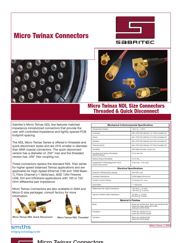 Micro Twinax Connectors | PDF | Electrical Connector | Electronic ...