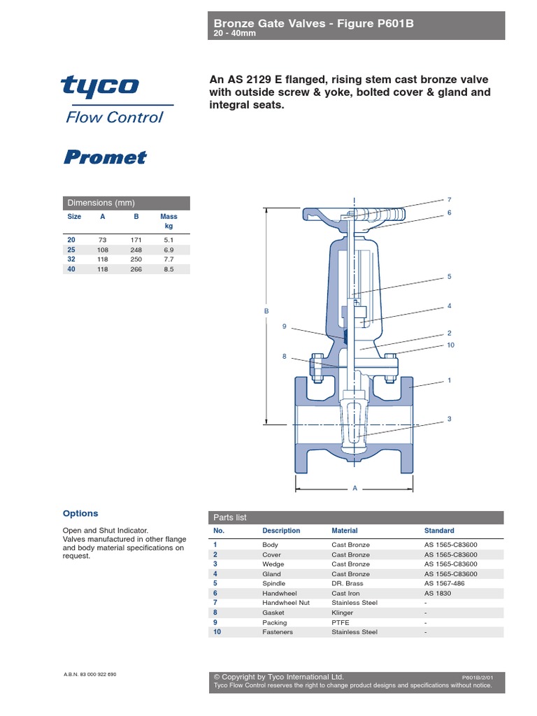 Gate Valve (Promet) TYCO | Download Free PDF | Valve | Screw
