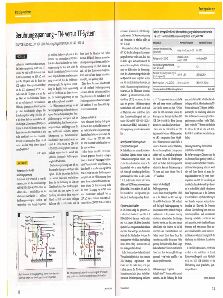 Berührungsspannung -TN vs TT System | PDF
