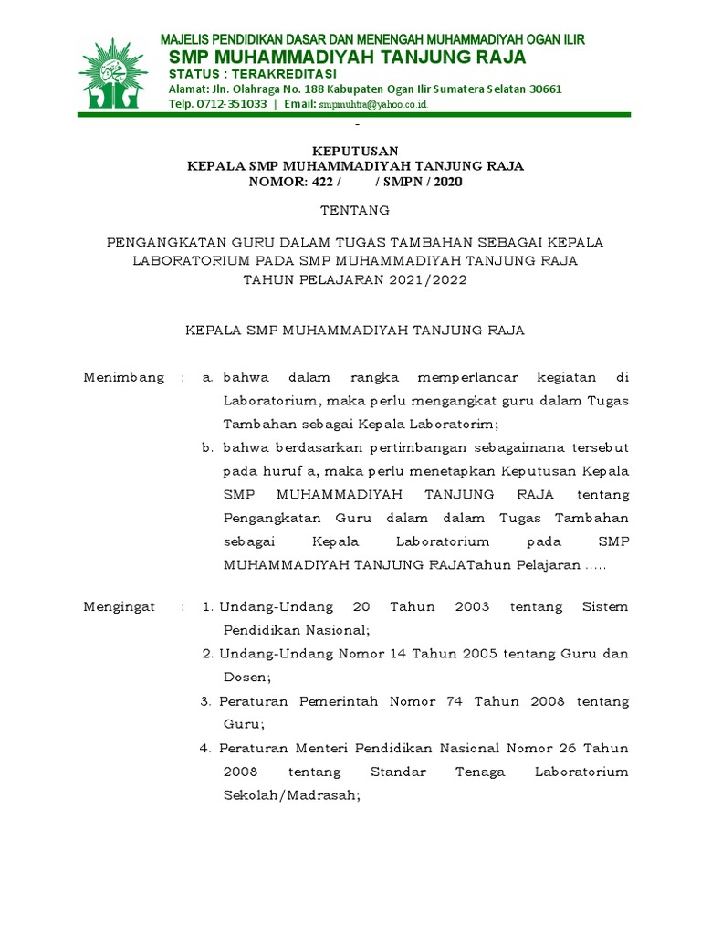Pengangkatan Kepala Lab Baru | PDF