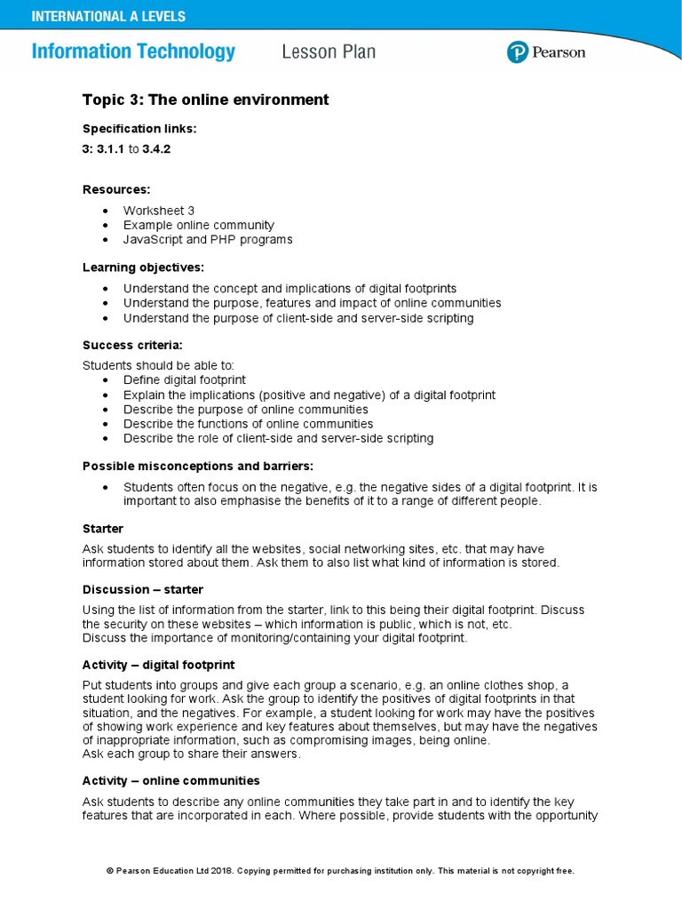 IAL IT - 3 - LP - The - Online - Environment | PDF | Dynamic Web Page ...