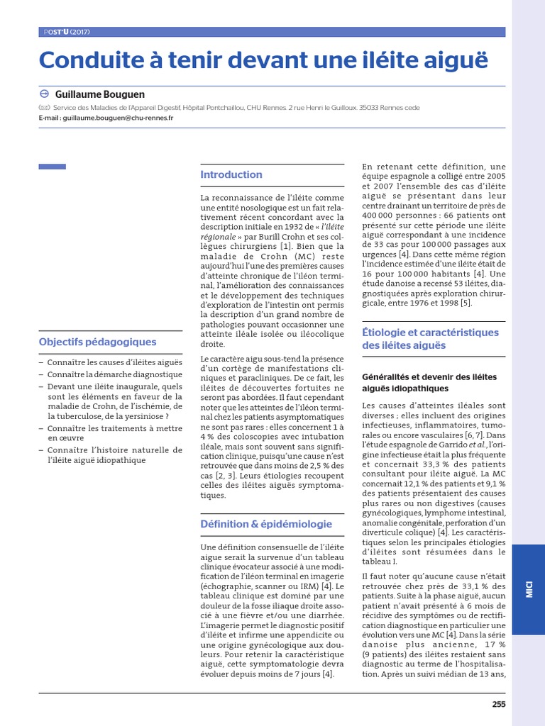 Conduite à tenir en iléite aiguë | PDF | Tuberculose | Maladie de Crohn