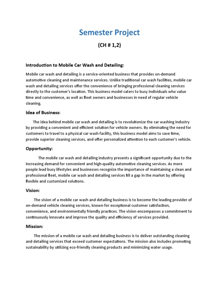 Mobile Car Wash & Detailing Business Plan | PDF | Marketing | Car