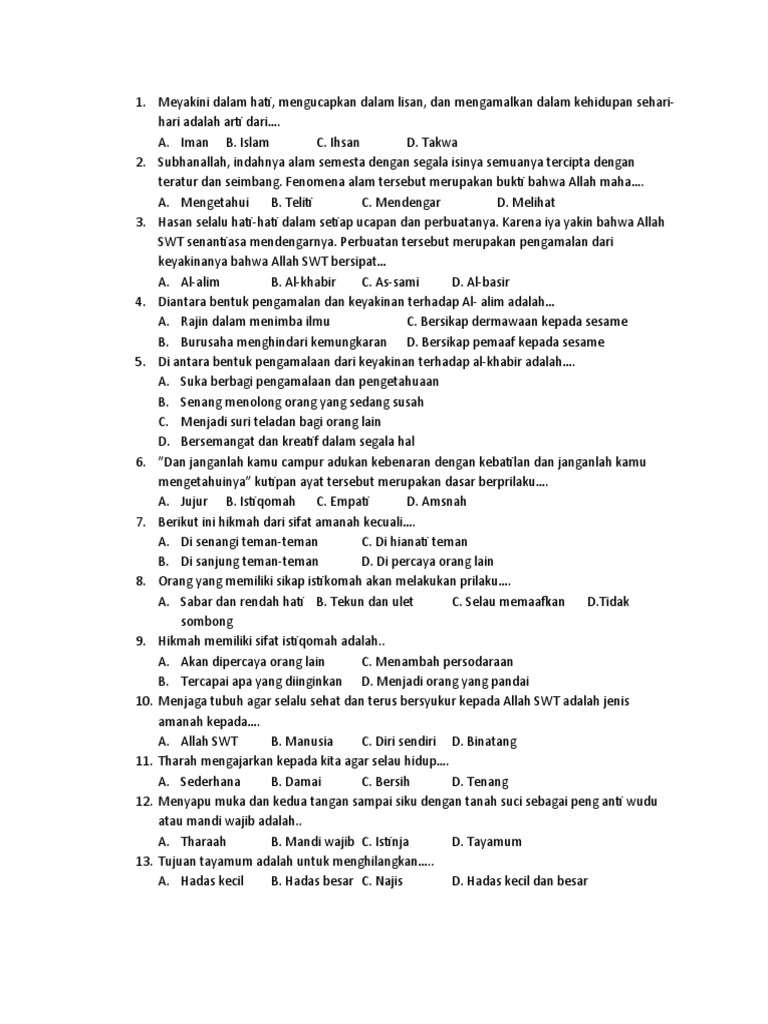 Soal Pai Kls 7 | PDF