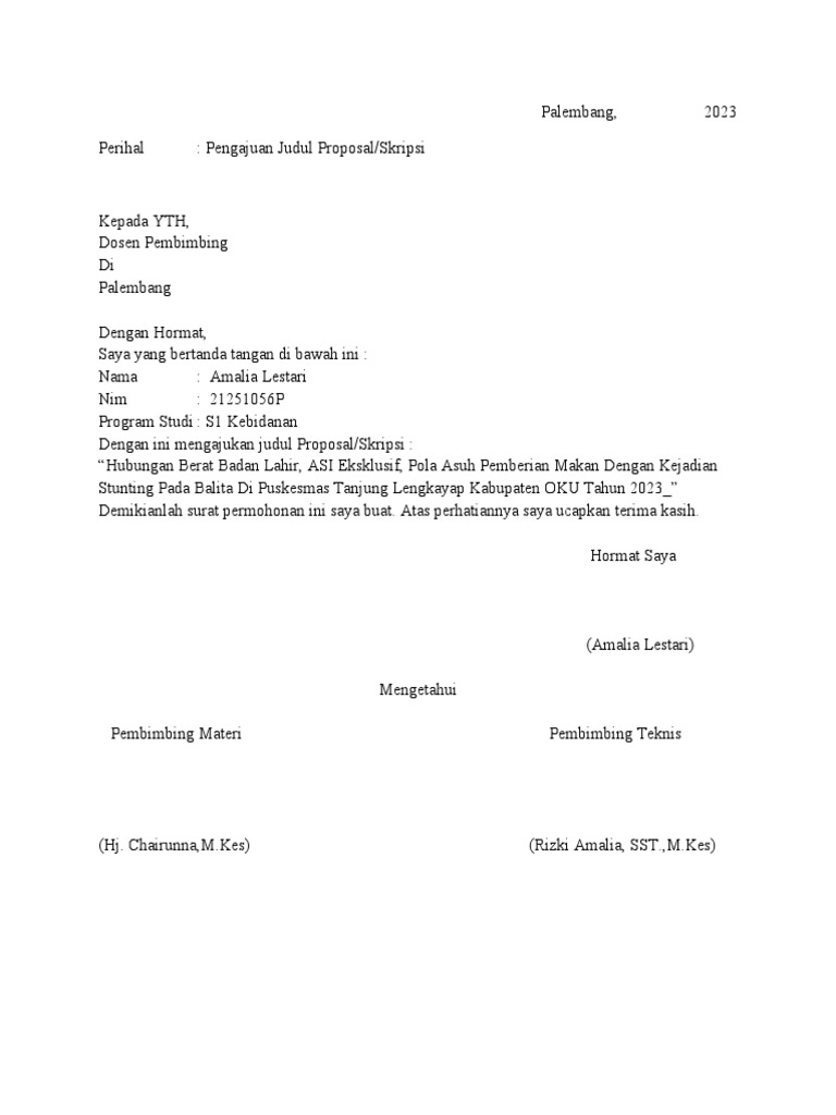 Surat Acc Judul Proposal Skripsi-1 | PDF