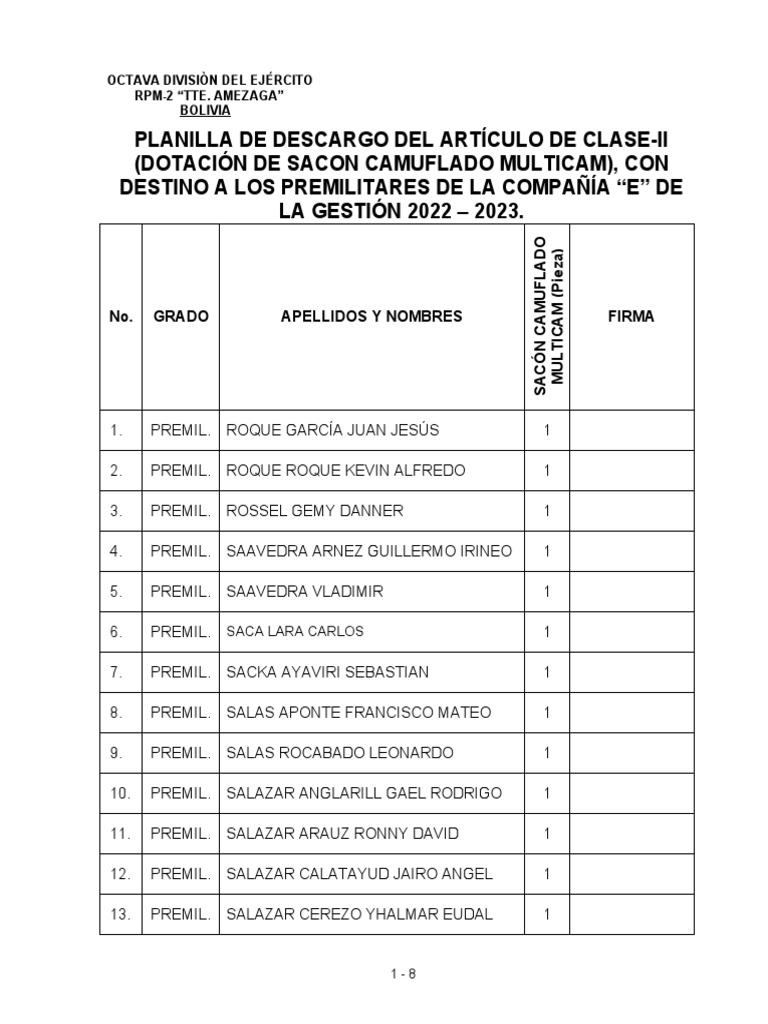 Planilla de Descargo | PDF