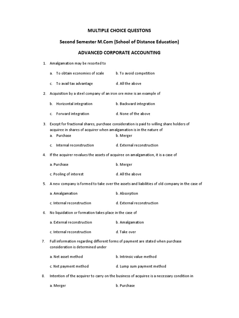 Advanced Corporate Accounting - 0 | PDF | Consolidation (Business ...
