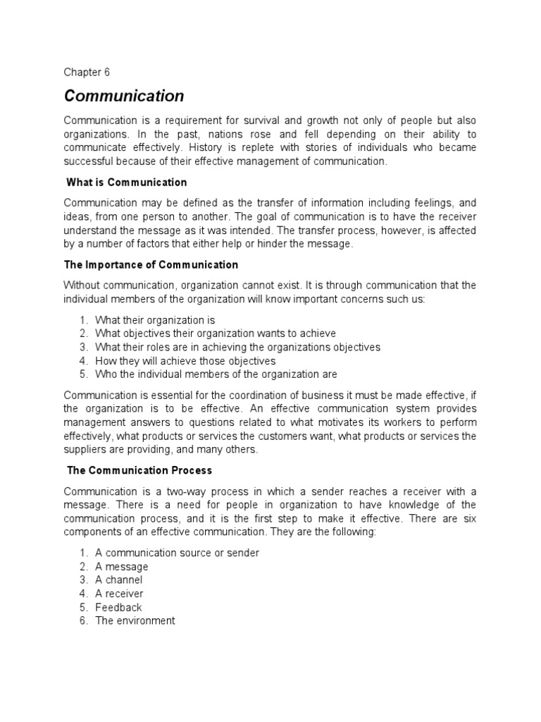 Chapter 6 Communication | PDF | Communication | Nonverbal Communication