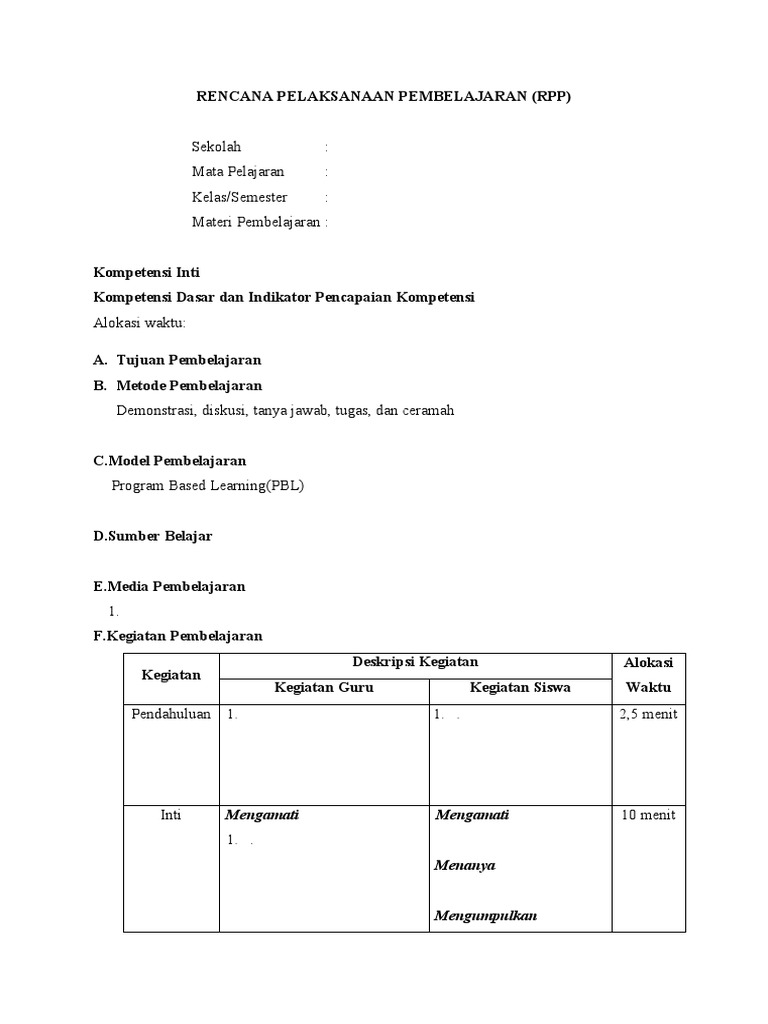 Template RPP | PDF