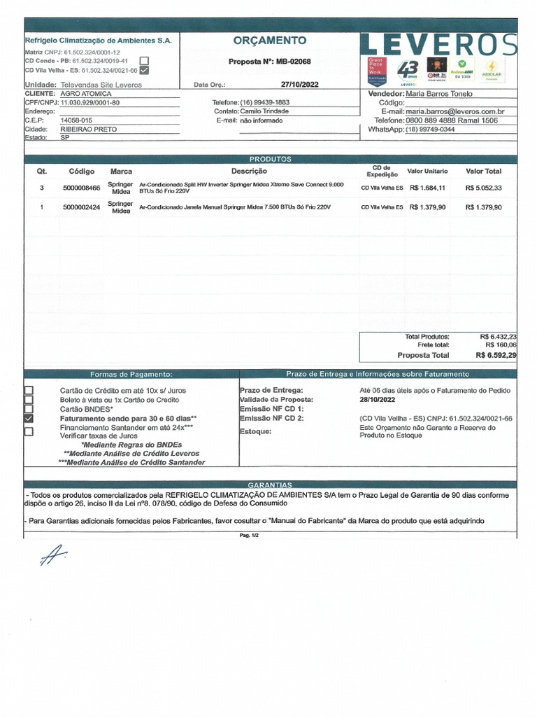 Proposta de Compra Mb-02068 - Agro Atomica | PDF