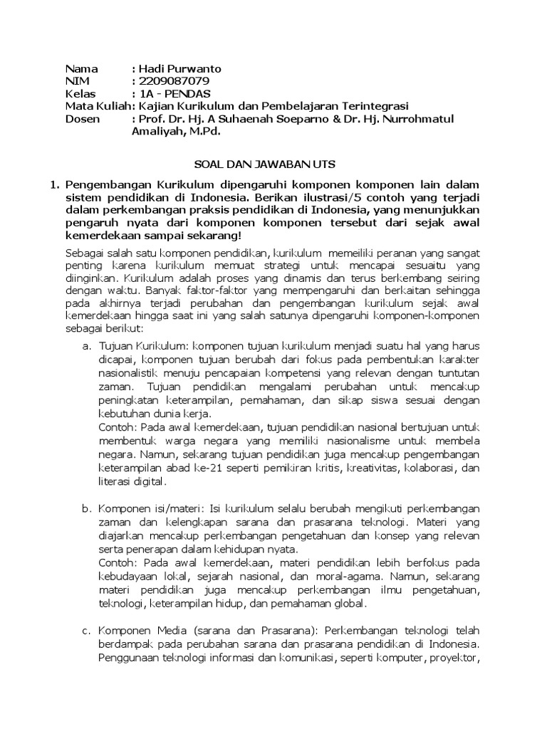 Uts Hadi Purwanto - Filsafat Ilmu - 2209087079 | PDF