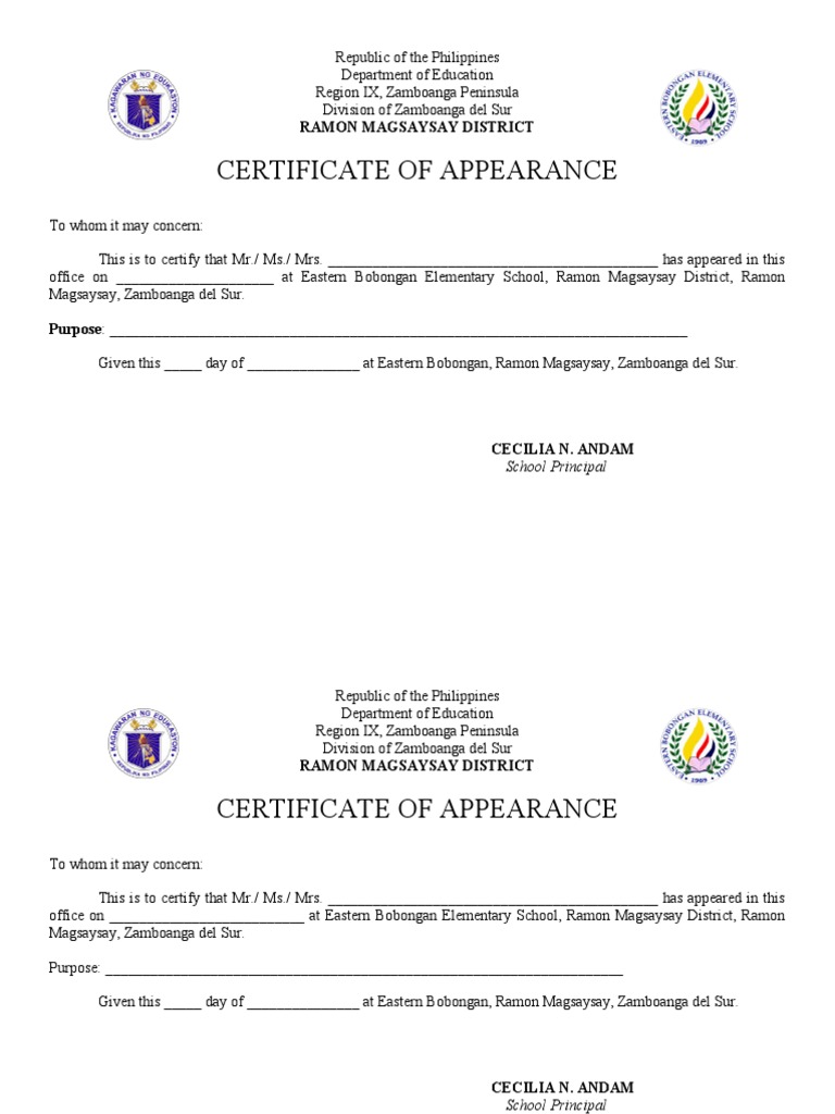 Certificate of Appearance | PDF
