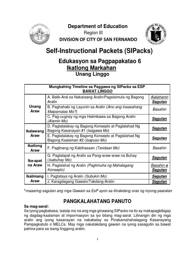ESP6 Q3 WEEK1 SIPacks - CSFP. | PDF