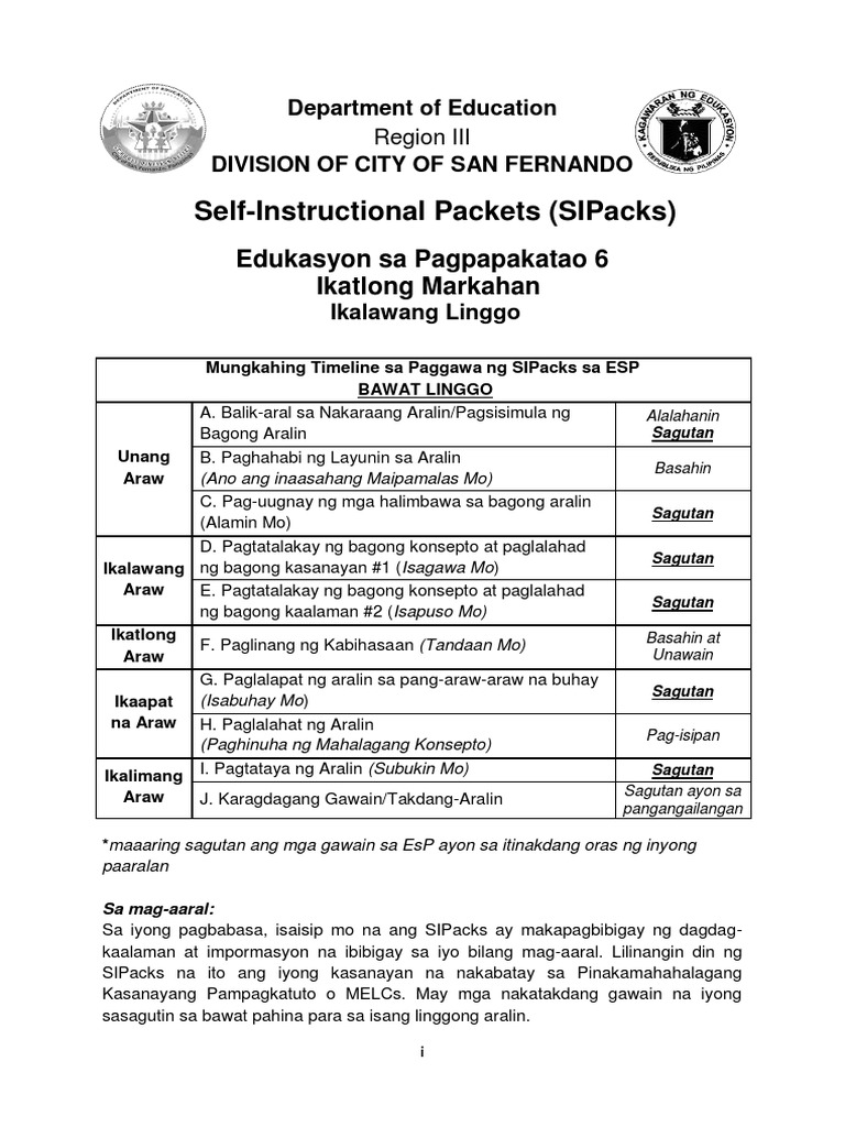 EsP6 Q3 Week 2 SIPacks - CSFP | PDF