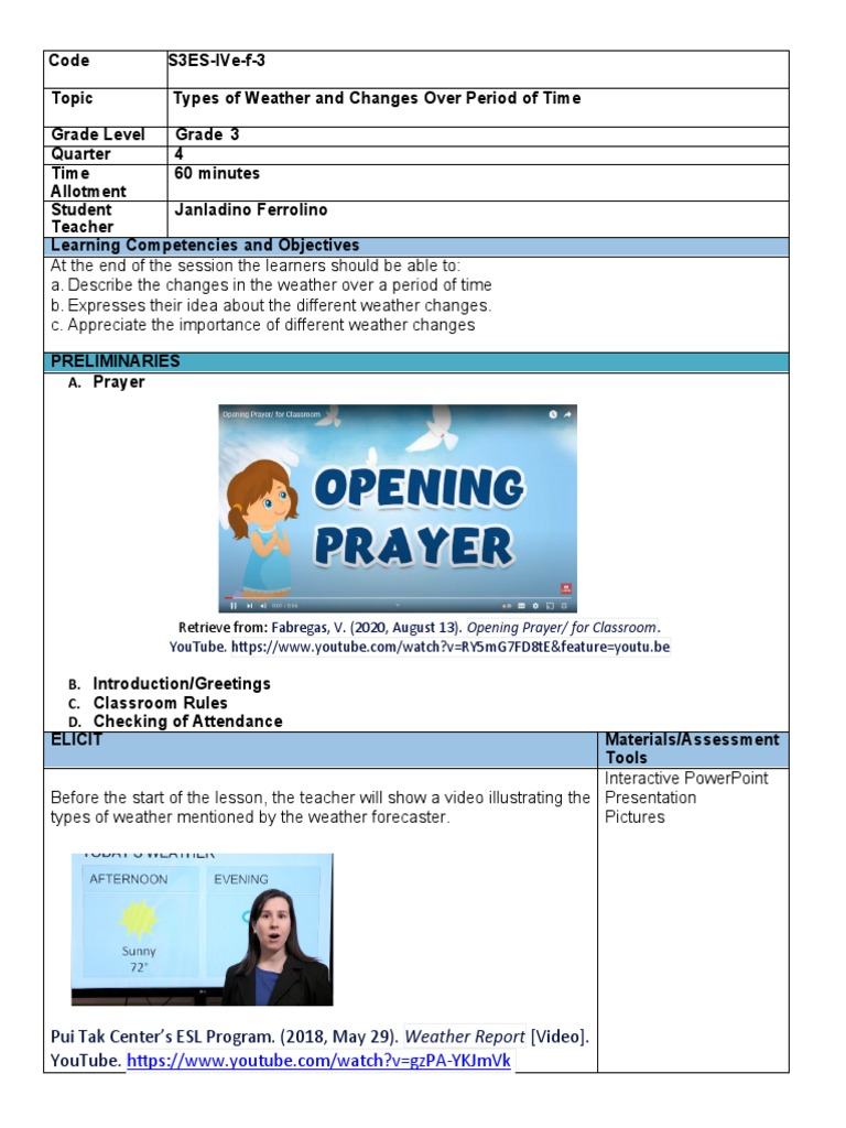 GRADE 3 (Weather) | PDF | Cognition | Behavior Modification