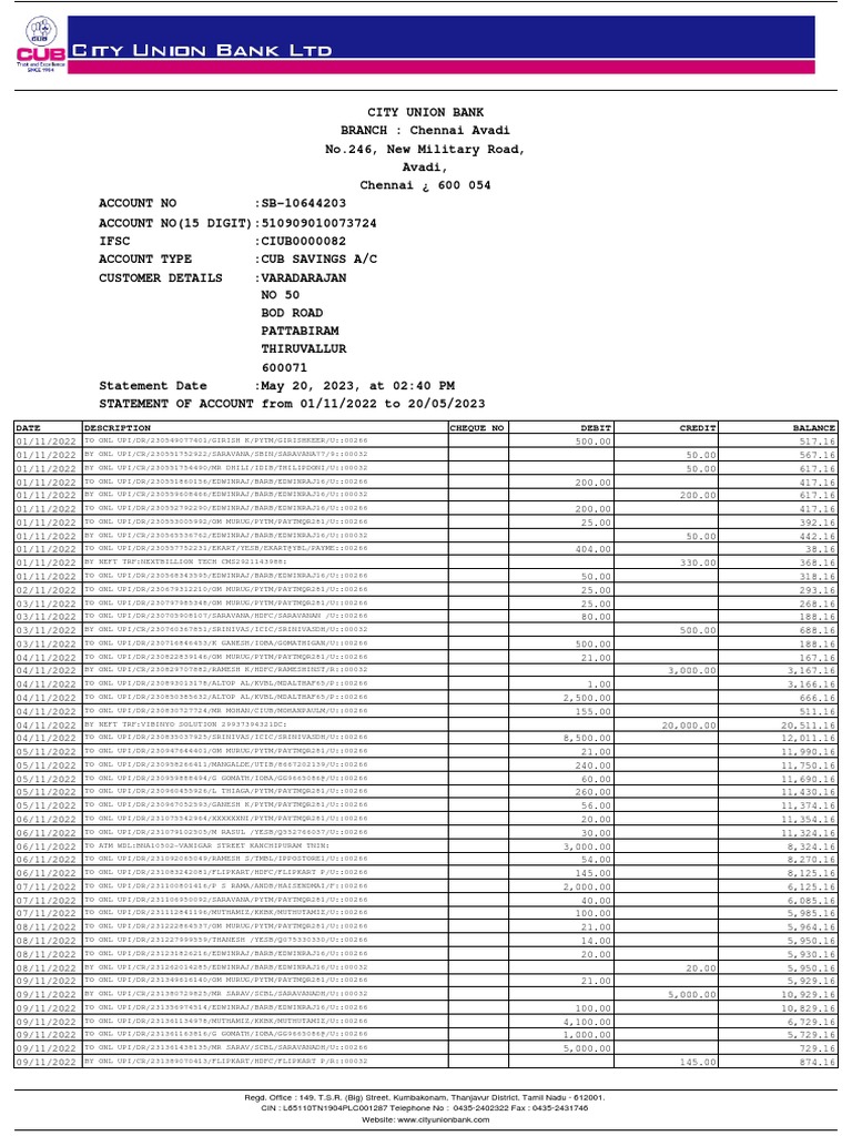 Citi Union Bank | PDF | Debits And Credits | Banking