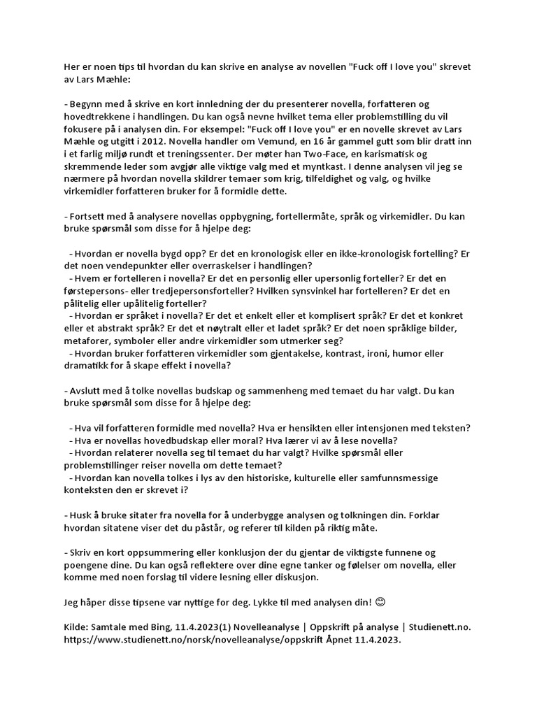 Tips Til Analyse | PDF