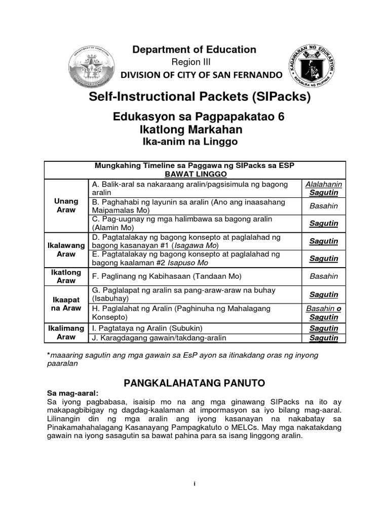 ESP6-Q3-Week6-SIPacks_CSFP | PDF