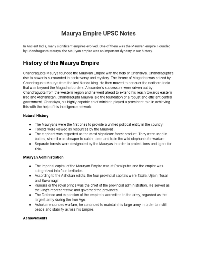 Maurya Empire UPSC Notes | PDF | Ashoka