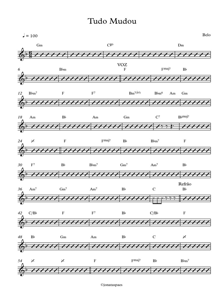 Tudo Mudou - Partitura Completa | PDF Tudo Mudou - Partitura Completa | PDF