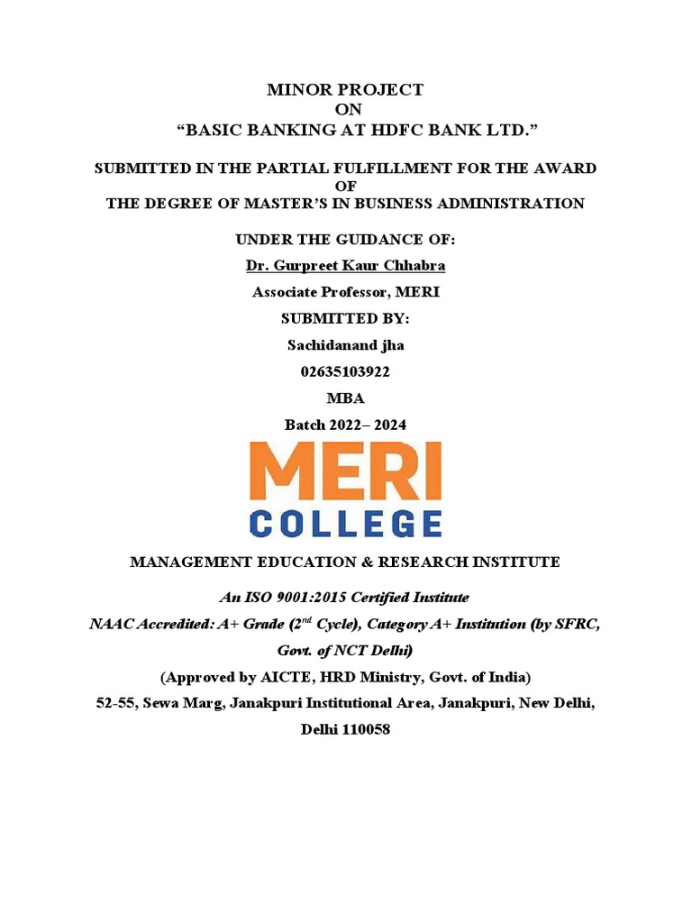 Minor Project HDFC | PDF | Debit Card | Credit Card