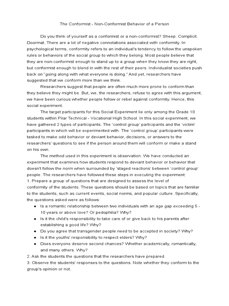 DISS Social Experiment | PDF | Conformity | Social Psychology