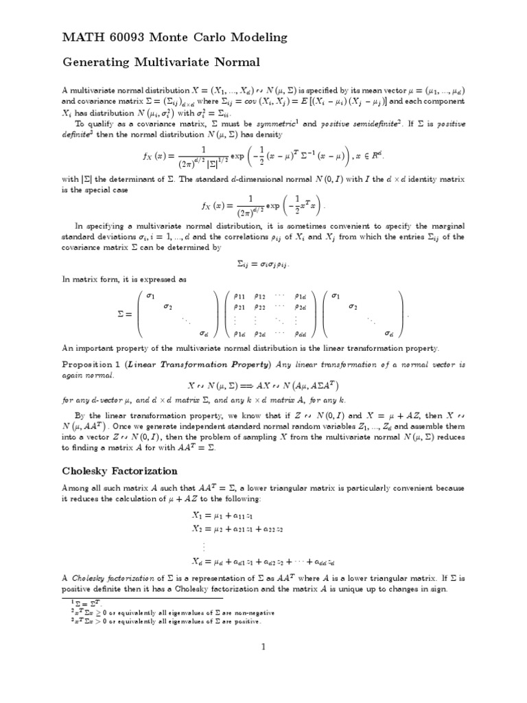 Multivariate Normal Distribution Modeling | PDF | Eigenvalues And ...