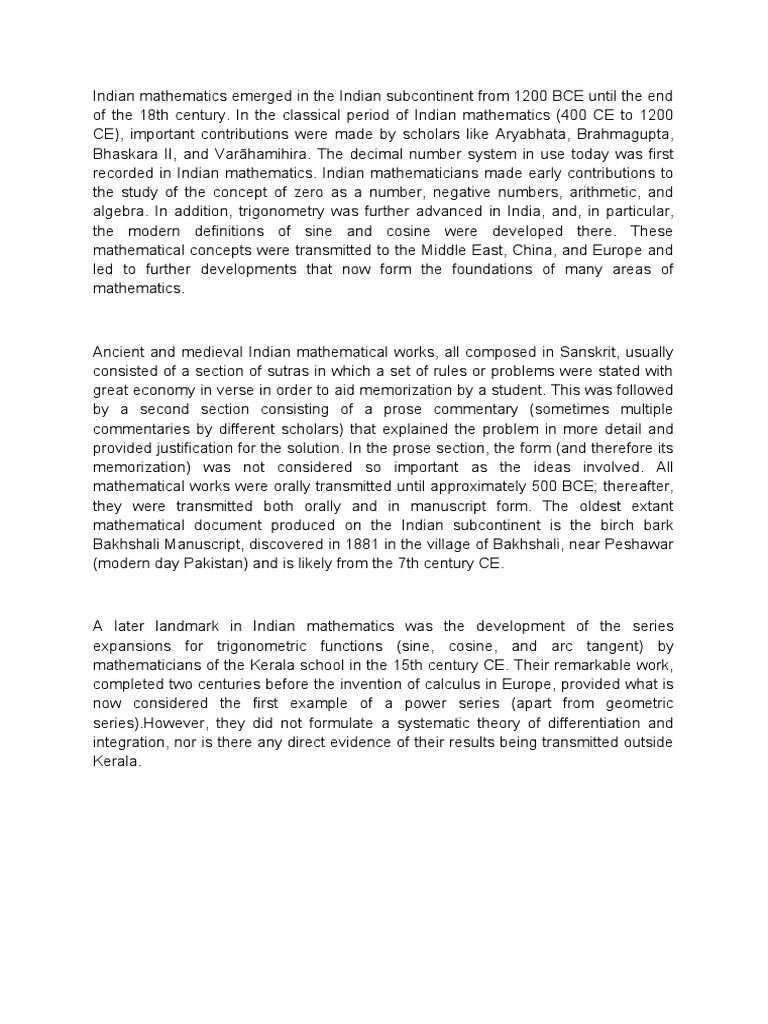 Indian Mathematics: Origins & Impact | PDF | Social Science | History