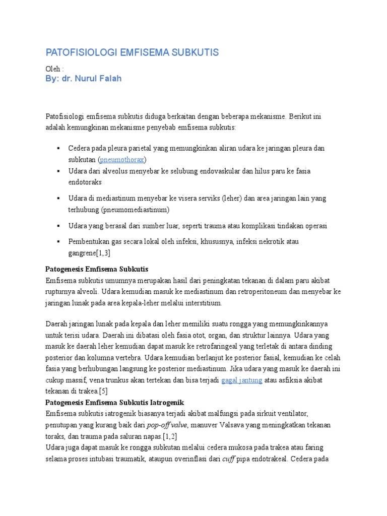 Patofisiologi Emfisema Subkutis | PDF