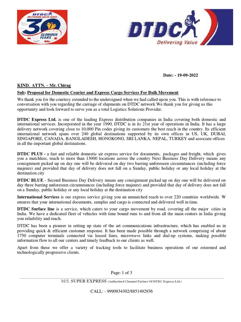 DTDC Domestic Rates | PDF | Cargo | Service Industries