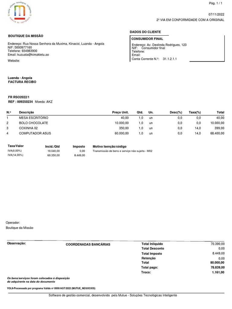 Factura Recibo | PDF | Imposto sobre Valor Agregado (IVA) | Mercado ...