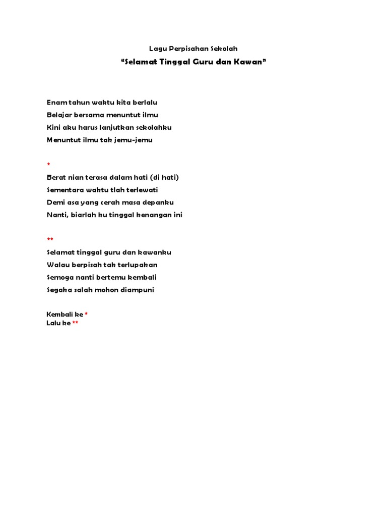 Lagu Perpisahan Sekolah | PDF