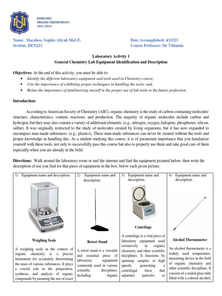Chemistry Lab Equipment Identification | PDF | Titration | Chemistry