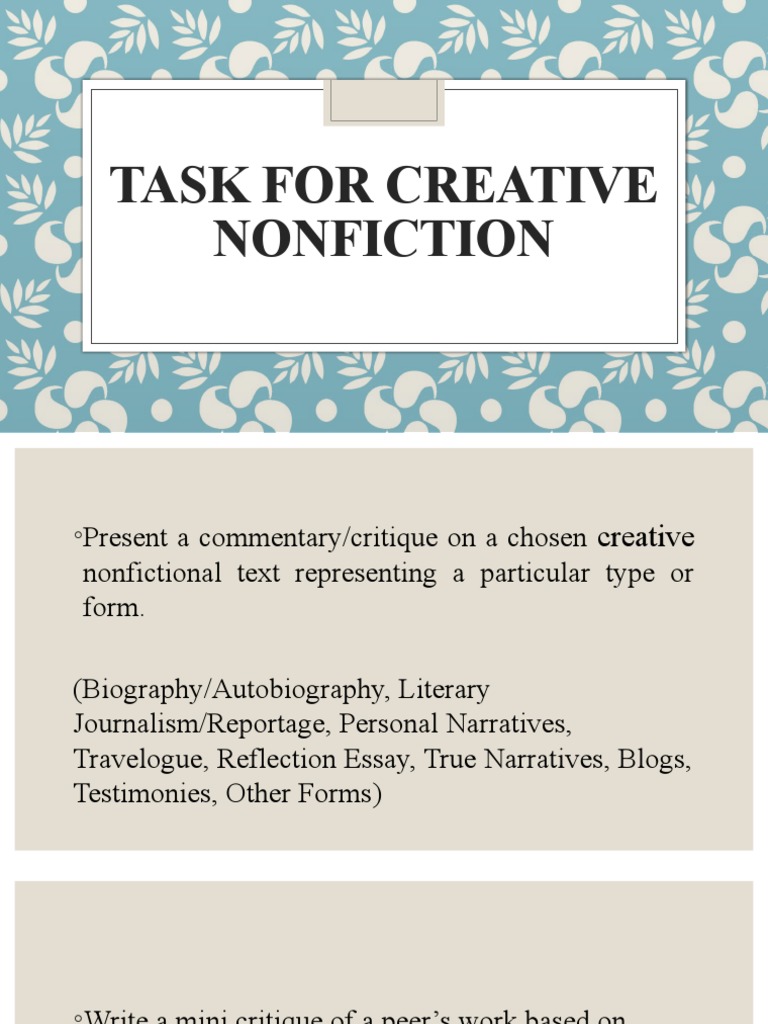 Task For Creative Nonfiction | PDF