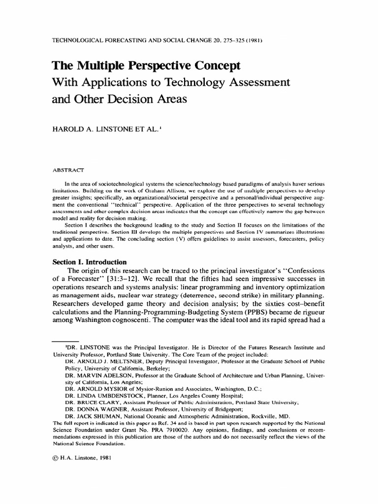 Harold A Linstone Multiple Perspective Theory | PDF | System | Science