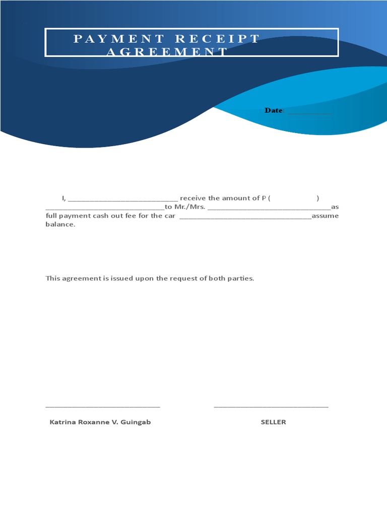 Payment Receipt Agreement | PDF