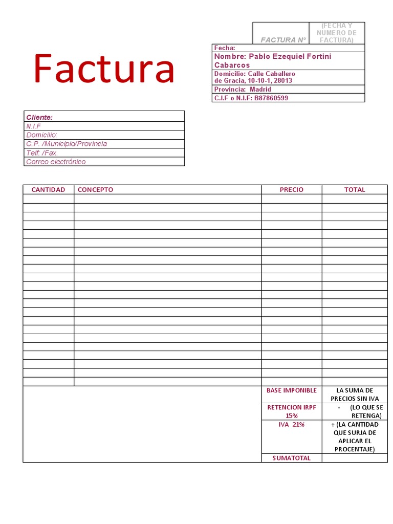 Modelo Factura Word | PDF
