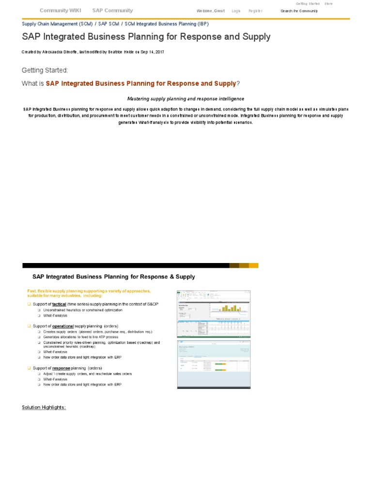 SAP Integrated Business Planning For Response and Supply - Supply Chain ...