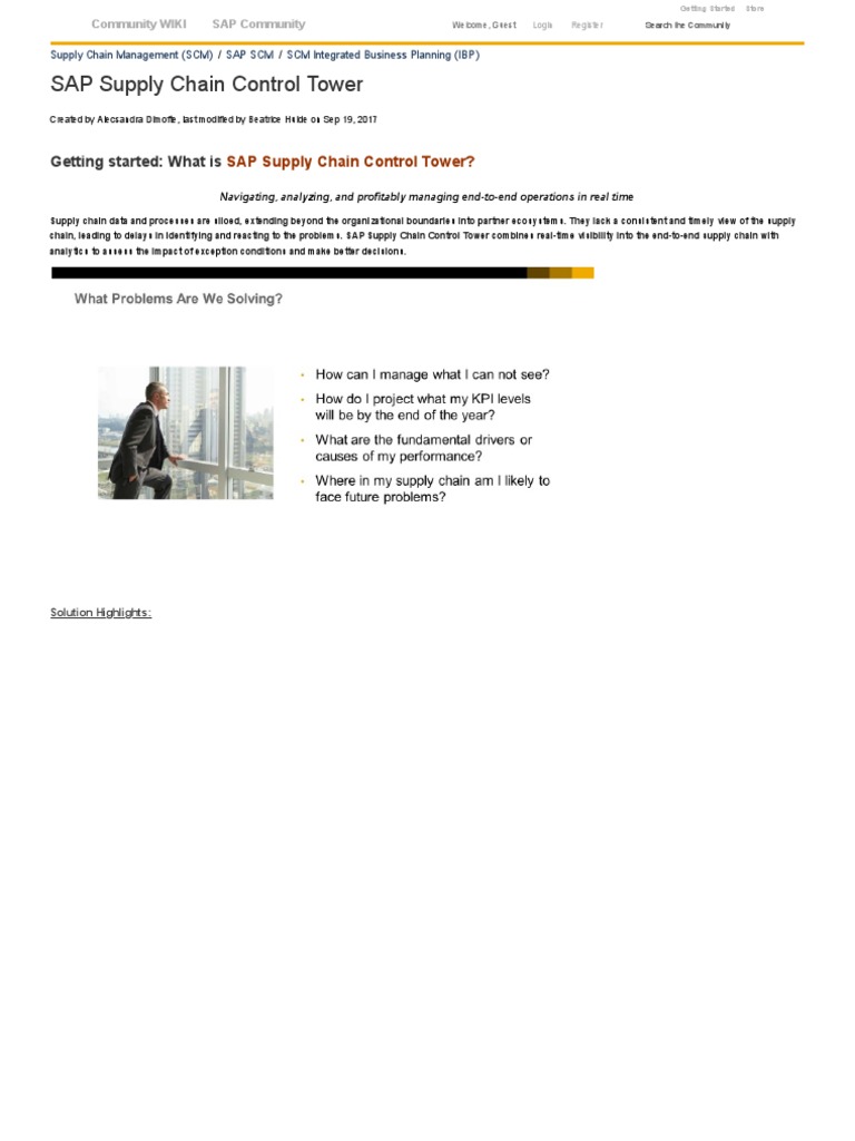 SAP Supply Chain Control Tower - Supply Chain Management (SCM) - SCN ... SAP Supply Chain Control Tower - Supply Chain Management (SCM) - SCN ...
