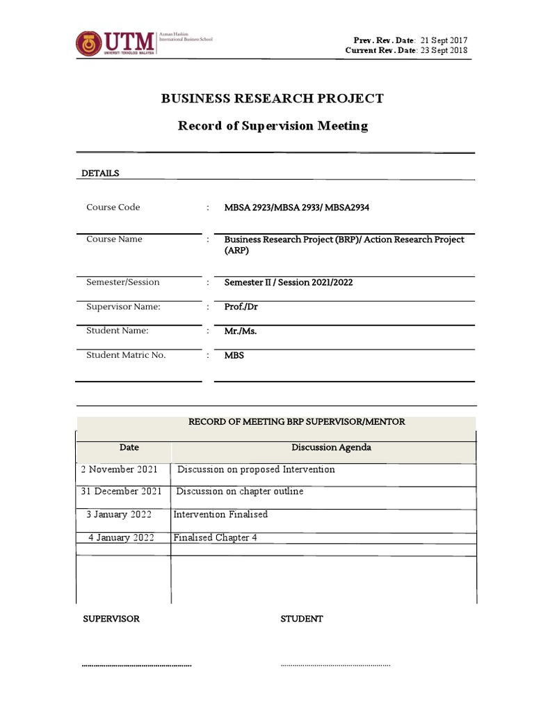 BRP ARP Compulsory Meeting Form | PDF | Business