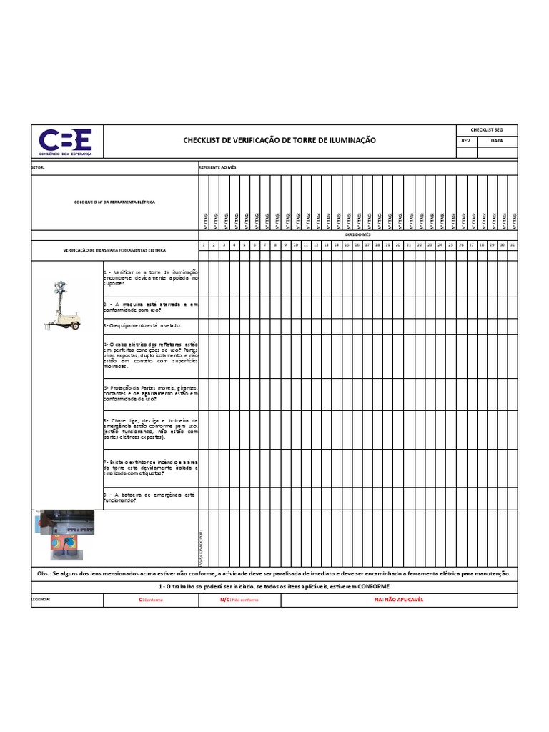 CHECKLIST SEG-03 - Torre de Iluminação | PDF