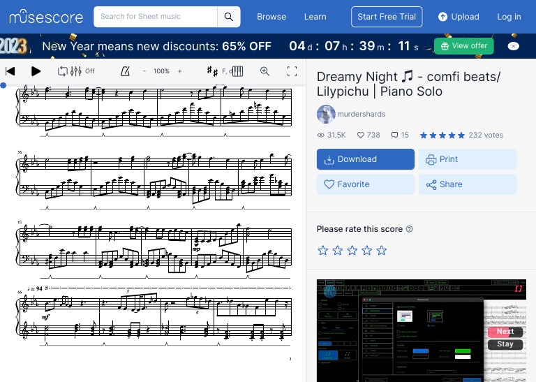Dreamy Night - Comfi Beats Lilypichu Piano Solo Sheet Music For Piano (Solo) Musescore - Com 4 | PDF