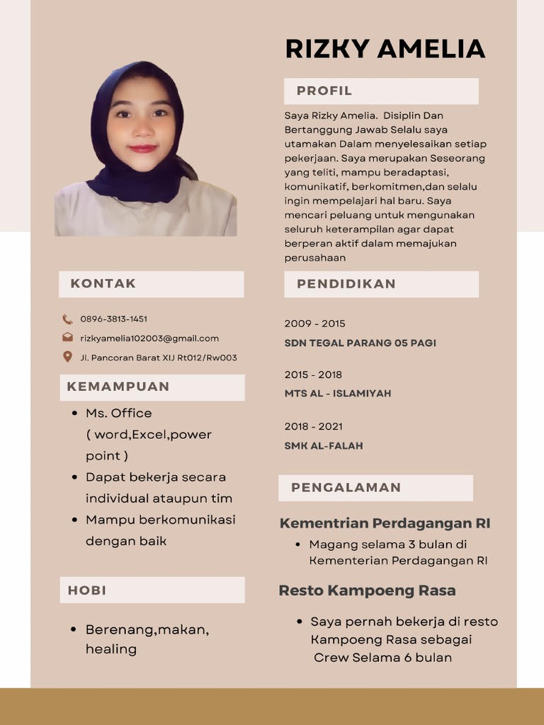 CV Rizky Ameliaaa | PDF