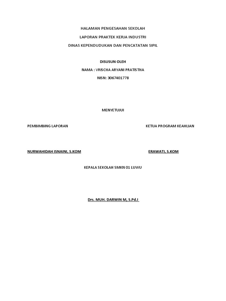 Laporan Sekolah Chaca | PDF