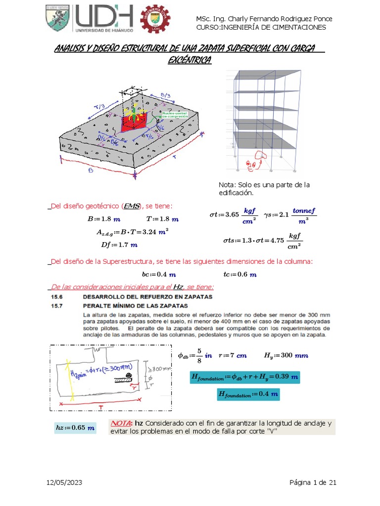 04 Analisis y Diseño de Zapata Excentrica | PDF | Mecánica | Ingeniería ...