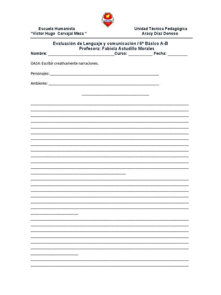 Evaluacion Sexto OA14 | PDF | Narración