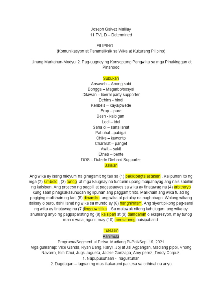 Module 2 - Quarter 1 Kom at Pan | PDF