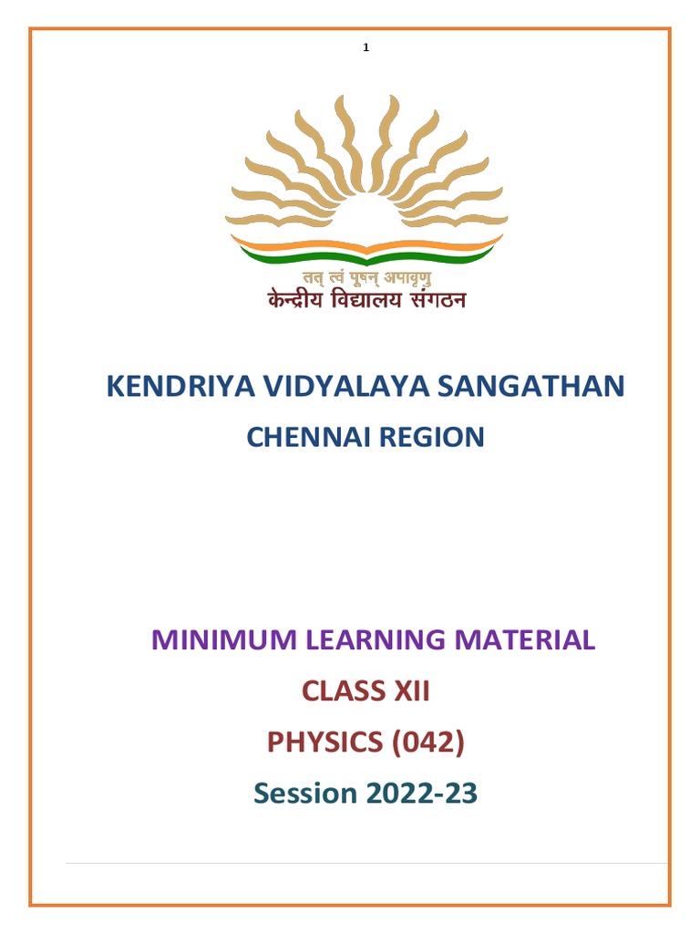 001 Xii Phy Study Materials Minimum Learning Material | PDF | Capacitance | Magnetic Field