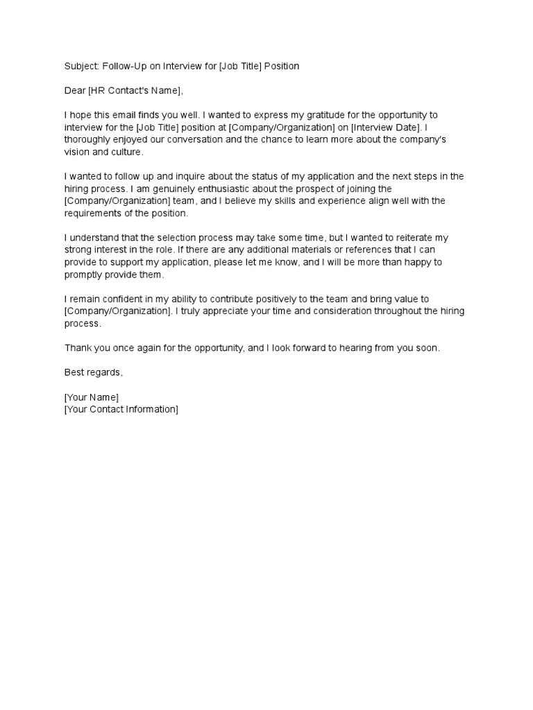 Follow-Up Email for Job Interview | PDF